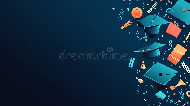 Minimal Graduation Celebration Background with Cap Stack Stock ...