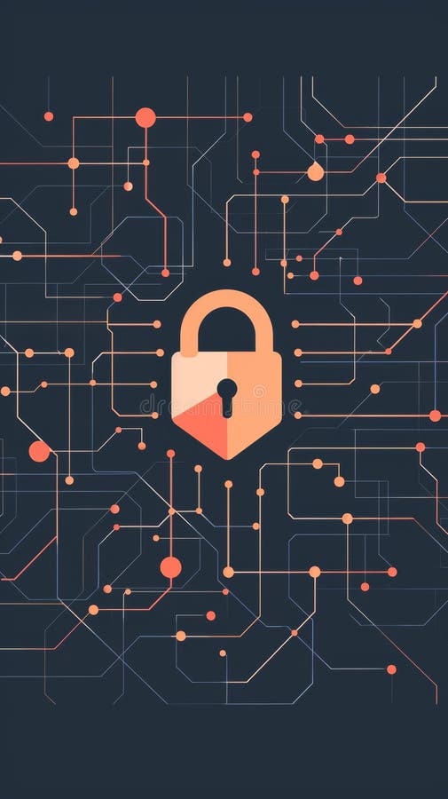 Minimal Graphic Representing Network Protection. Stock Illustration ...