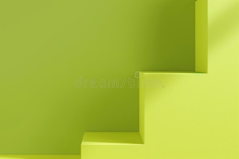 Minimal Green Studio Background Featuring Two Empty Rectangular Podiums ...