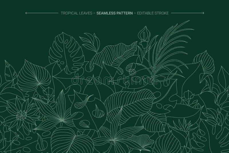 Minimal Green Tropical Leaves Background Vector Pattern Stock Vector ...