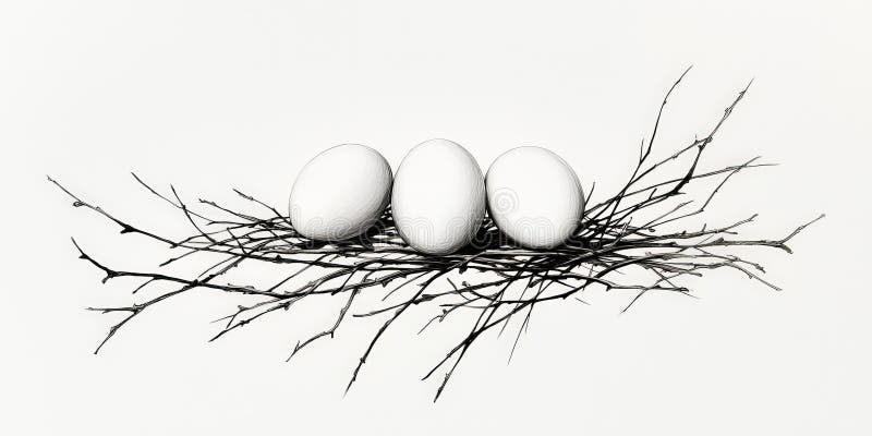 Minimal Hand Drawn Sketch of Five Oval Eggs Placed in a Horizontal Row ...