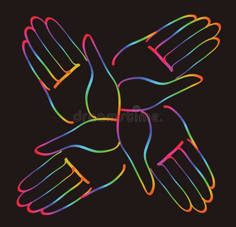 Minimal Hands Together Rainbow Symbol Vector Stock Vector ...