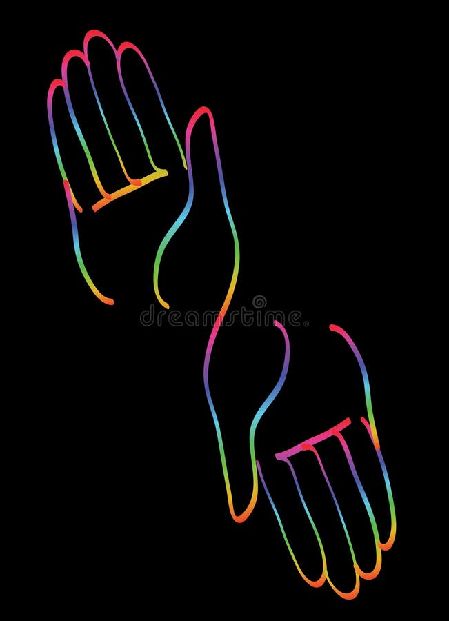Minimal Hands Together Rainbow Symbol Vector Stock Vector ...