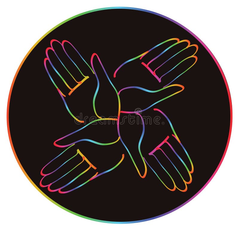 Minimal Hands Together Rainbow Symbol Vector Stock Vector ...