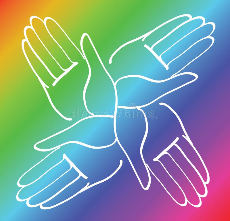 Minimal Hands Together Rainbow Symbol Vector Stock Vector ...