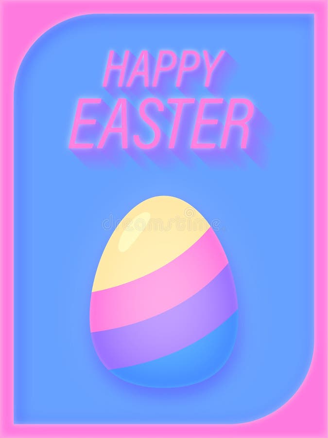 Minimal Happy Easter Egg Retro 80s Style Stock Vector - Illustration of ...