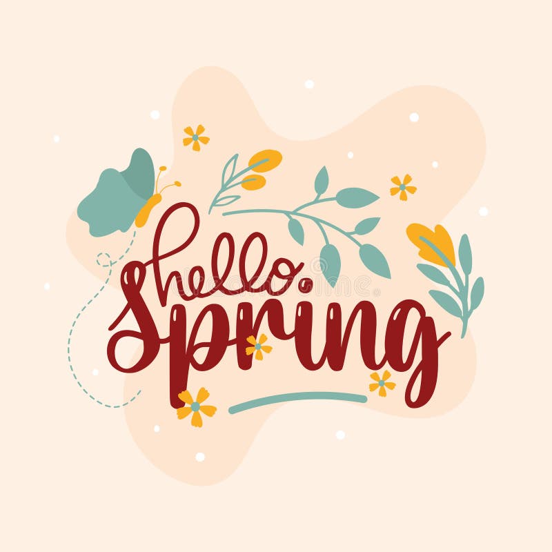Minimal Hello Spring Design. Vector Stock Vector - Illustration of ...