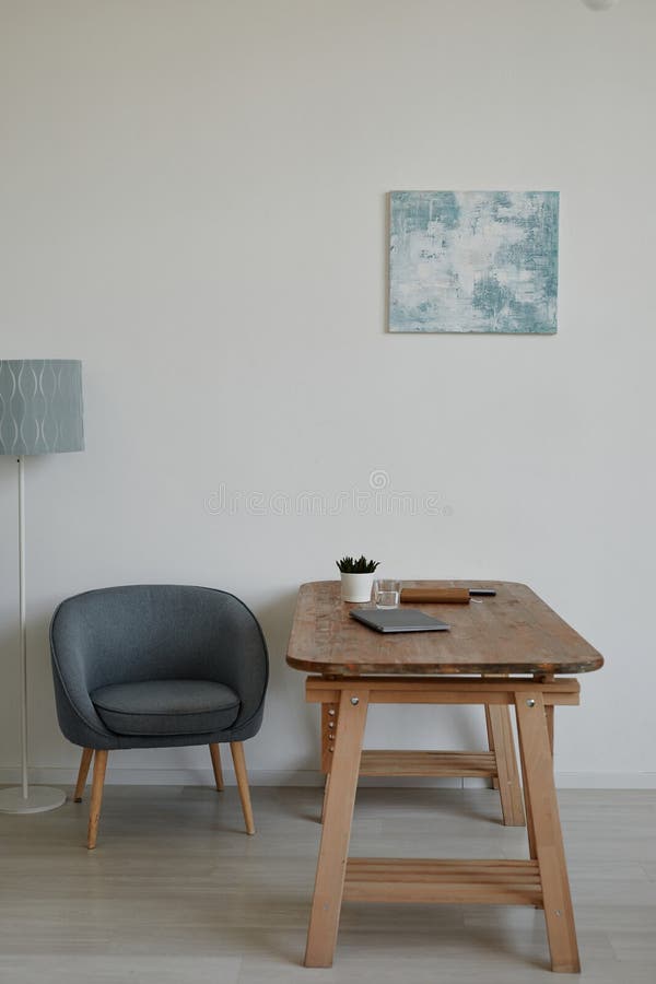Minimal Home Interior with Home Office Workplace in Simple Style Stock ...