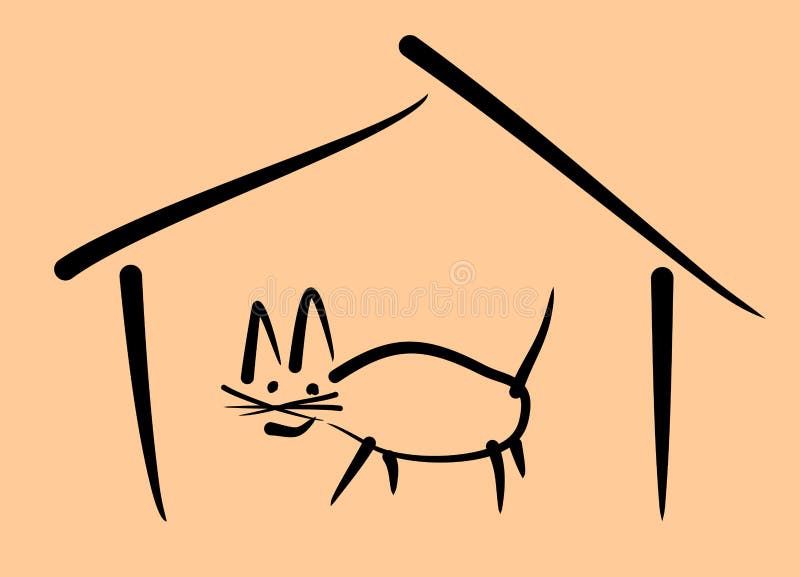Minimal house cat drawing stock illustration. Illustration of feline ...