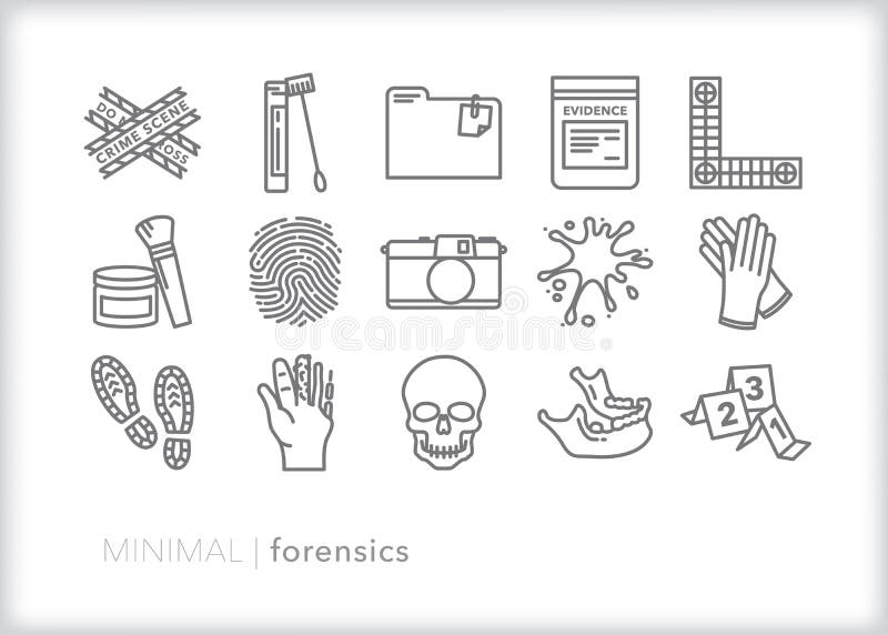 Forensics Icons of Crime Scene Items Stock Vector - Illustration of ...