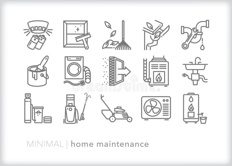 Home Maintenance Icons for Items To Be Cleaned or Checked Stock Vector ...