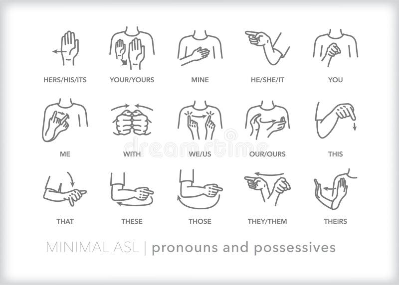 American Sign Language Icons of Common Words and Phrases Stock Vector ...