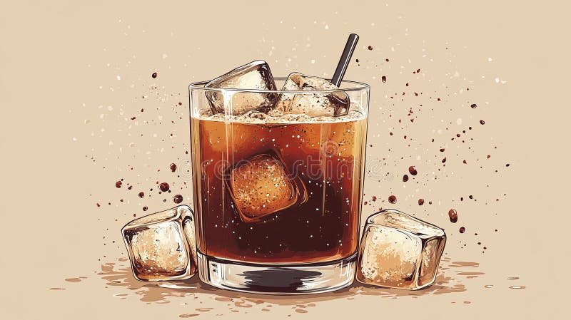 Minimal Iced Coffee Drink with Ice Cubes and Smooth Design. Stock Photo ...