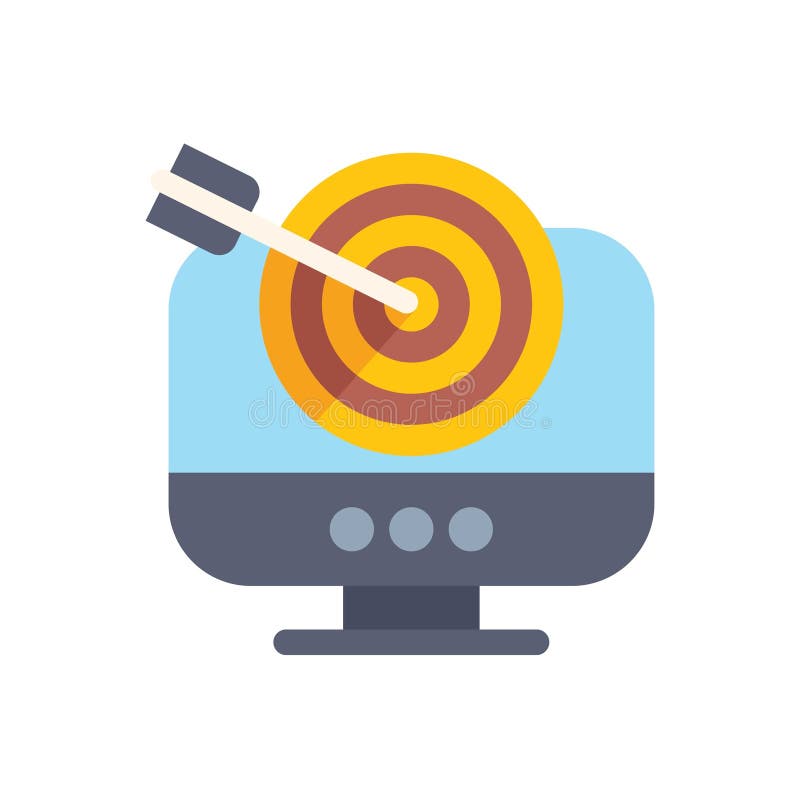 Arrow Hitting Center of Target on Computer Screen Icon Stock ...