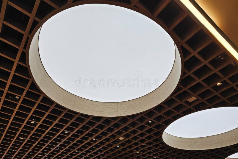 Minimal Illuminated Light Circle Shape Ceiling Stock Photos - Free ...