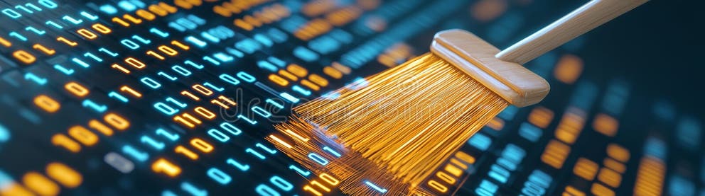 This Minimal Illustration Shows a Digital Broom Sweeping through Data ...