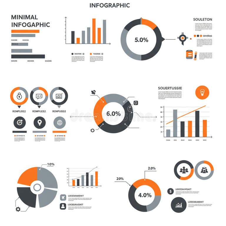 Minimal Infographic Design Featuring Various Data Visualization ...