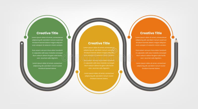 Minimal Infographic Template with Pencil Style Arrow and Rounded Shape ...
