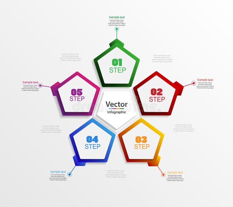 Minimal Infographics with 5 Steps. Chart Process Template Stock Vector ...