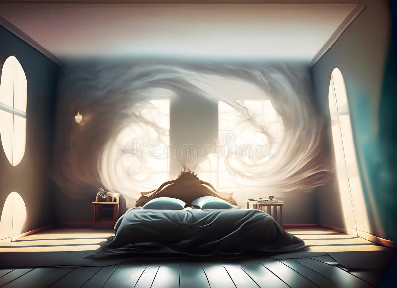 Minimal Inside Empty Bed Room, Light Swirling Lines on Digital Art ...