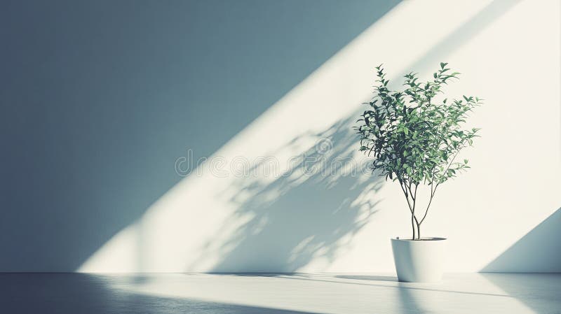 Minimal Interior, Single Plant Shadow, Texture, Poetic Stillness. Stock ...