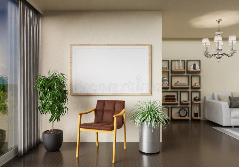 Minimal Interior Style Poster Mock Up the Living Room Wall. .copy Space ...