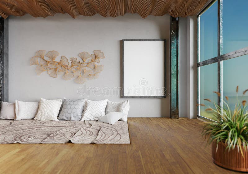 Minimal Interior Style Poster Mock Up the Living Room Wall. .copy Space ...