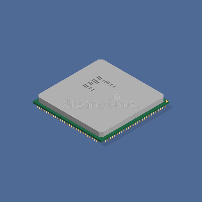 Minimal Isometric Computer Processor Illustration, Minimal isometric ...