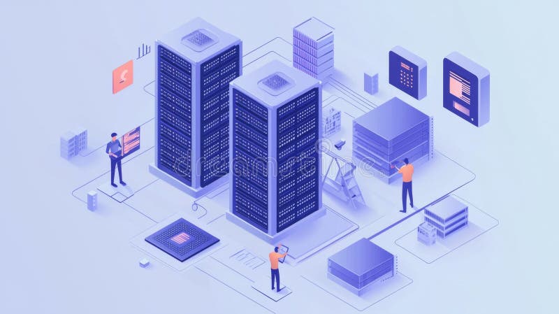 Minimal Isometric Icon of Sustainable Data Center Design Concept Stock ...