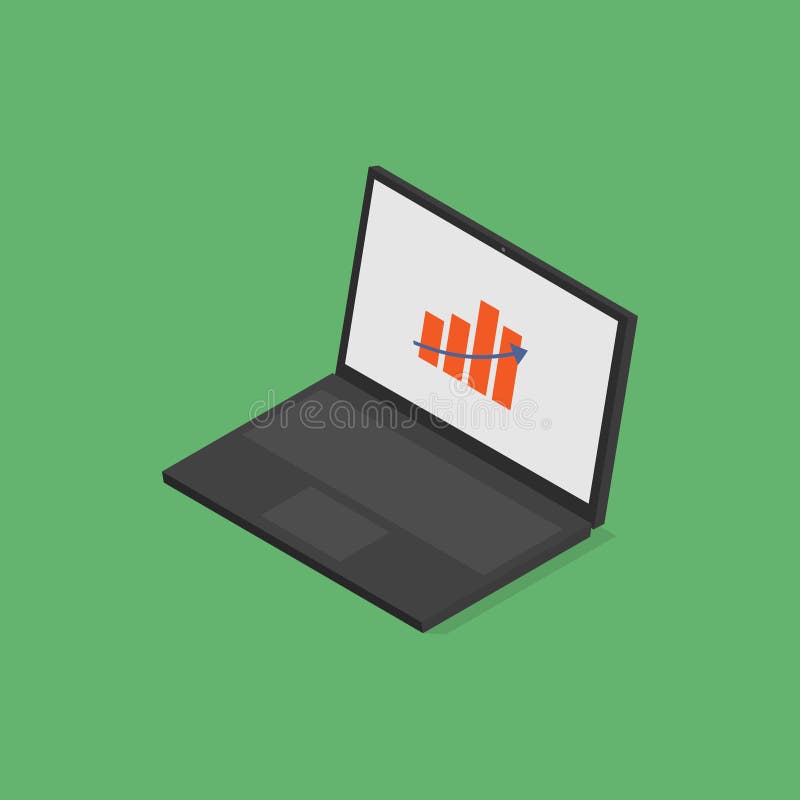 Simple Isometric Notebook Ilustration with Bar Graph Stock Illustration ...