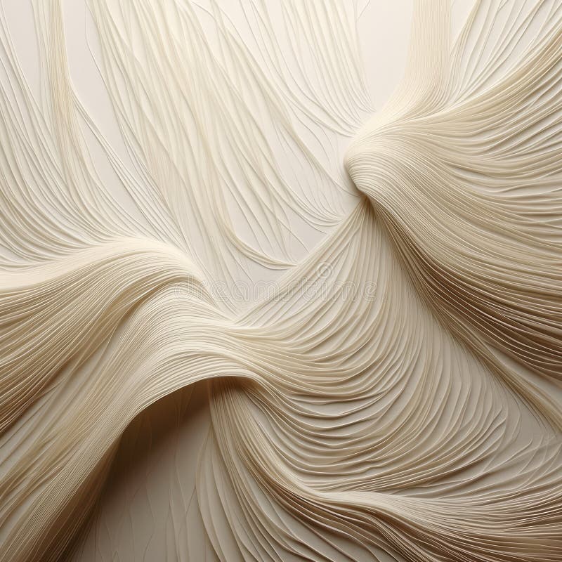Minimal Ivory Textile Art with Organic Forms and Wavey Patterns Stock ...