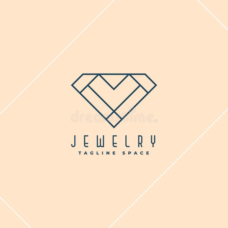 Minimal Jewelry Diamond Logo in Line Style Vector Design Stock Vector - Illustration of concept ...
