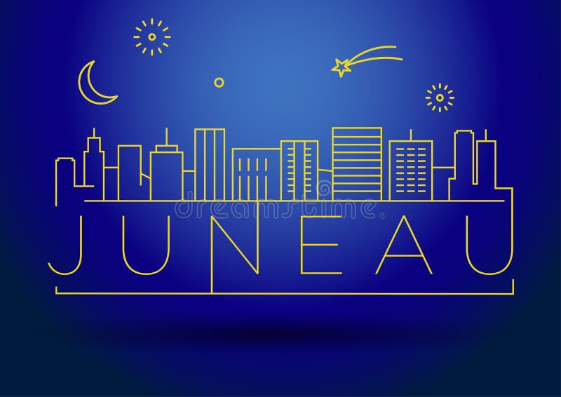 Minimal Juneau Linear City Skyline with Typographic Design Stock Vector ...
