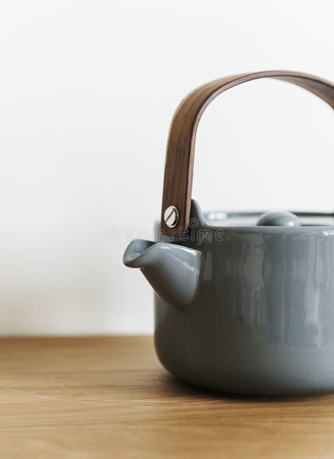 Minimal Kettle on a Wooden Table Stock Image - Image of brand, wooden ...