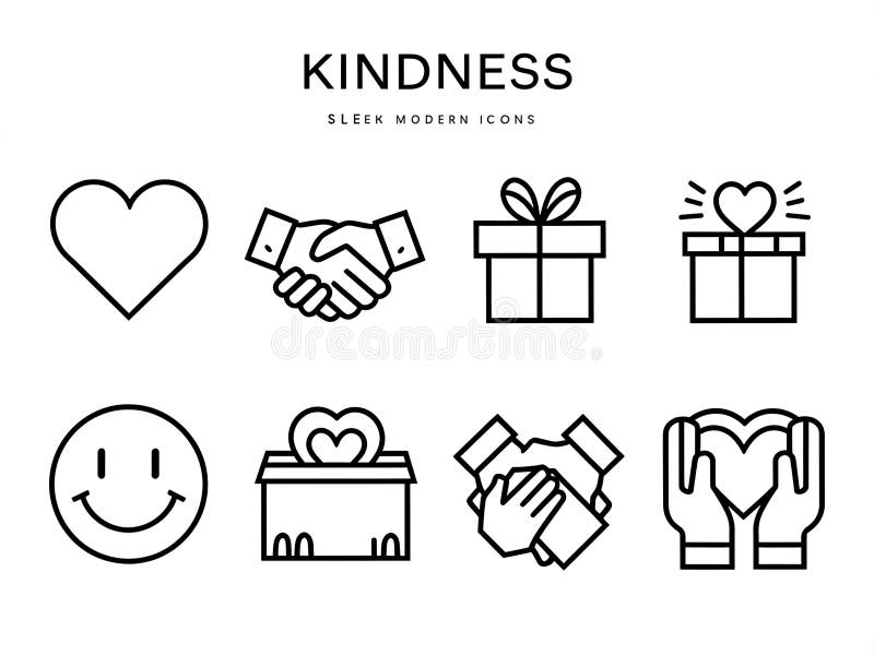 Minimal Kindness Day Icon Set Stock Illustration - Illustration of ...
