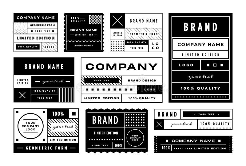 Minimal Label Template. Geometric Tag Layout, Retro Package Grid Frame ...