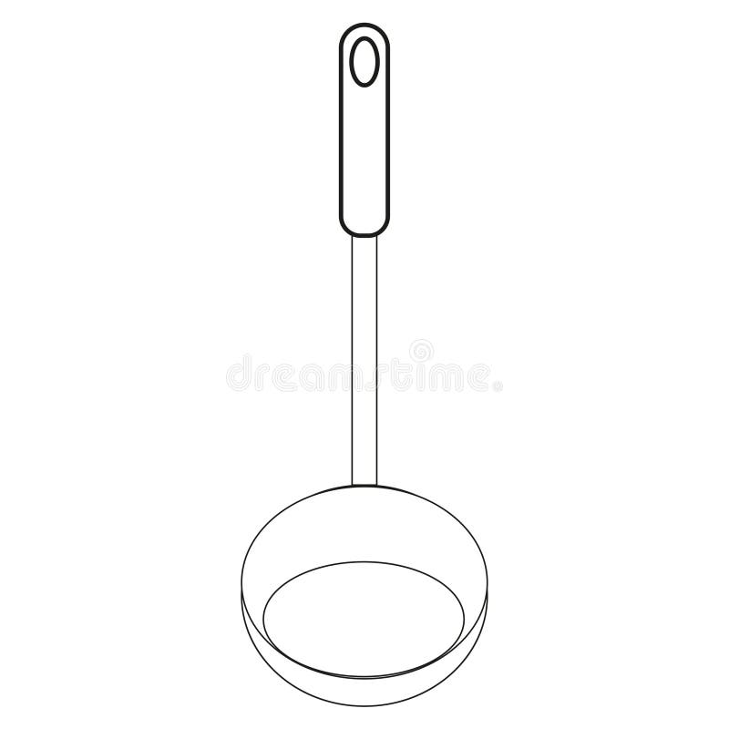 Minimal Ladle Shape. Cooking Spoon Concept. Black White Outline Stock ...