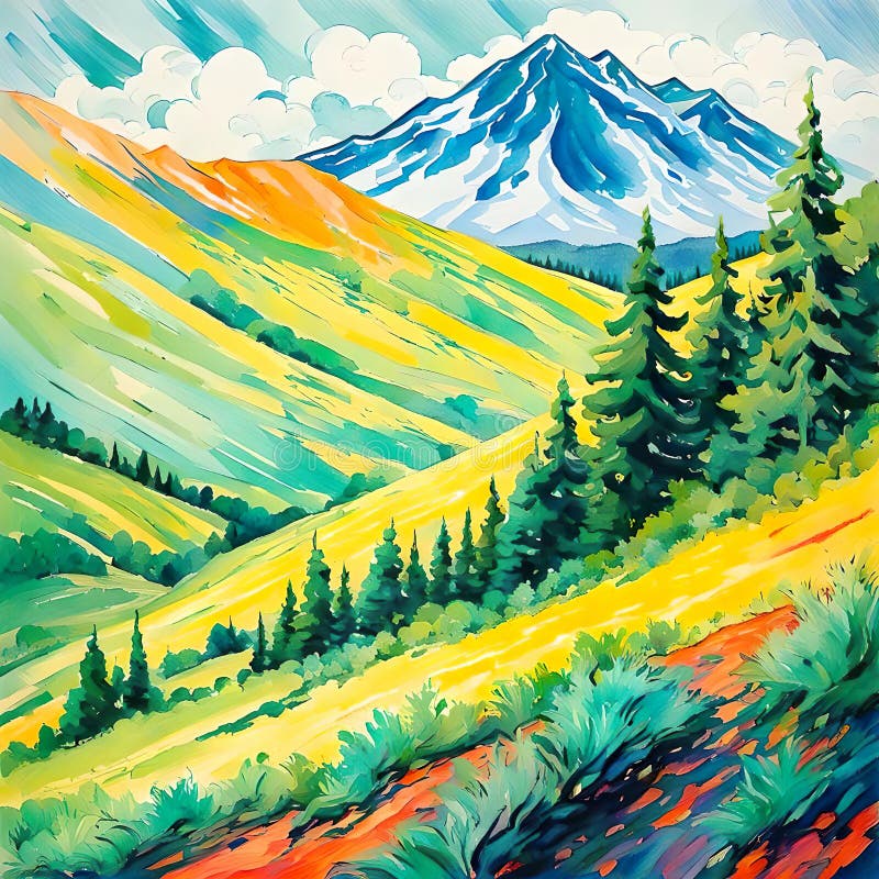 A Minimal Landscape with the Pure Colors of Slopes in a Green Mountain ...