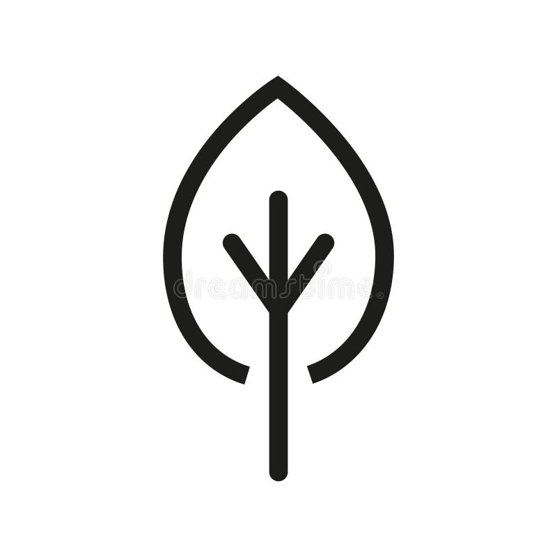 Minimal Leaf Icon. Black Tree Symbol. Nature Vector Shape. Simple Eco ...