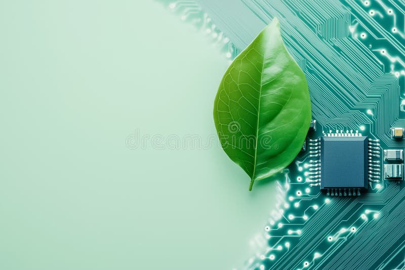 A Minimal Leaf Seamlessly Integrates into a Digital Microchip Against a ...