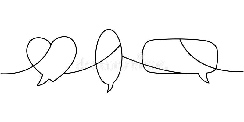 Minimal Line Art with Speech Bubbles Connected in Continuous One Line ...