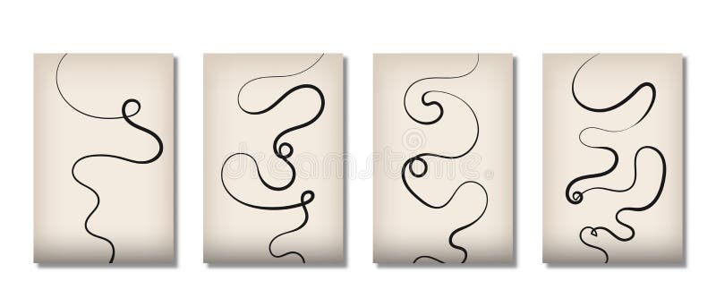 Minimal Line Fluid Shapes Abstract Contemporary. Vector Illustration ...