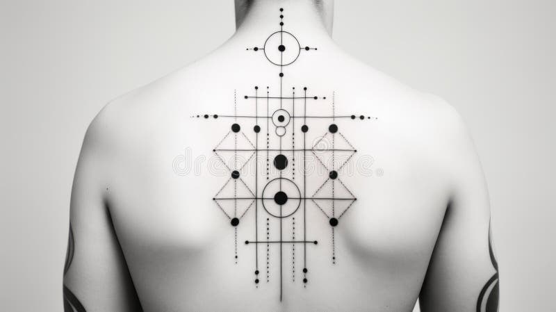 Minimal Line Segment Tattoo Design with Symmetrical Elements Stock ...
