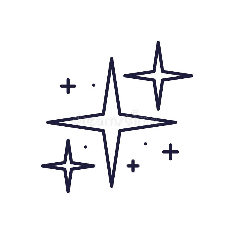 Minimal Line Rectangle Frame, Round Borders, Stars Stock Vector ...