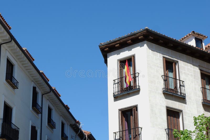 Minimal Lines of Simple Buildings Structure in Madrid, Spain. Facade in ...