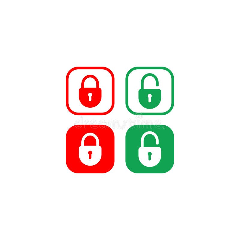 Lock and Unlock Button Design Template. Padlock Outline Icon Vector ...