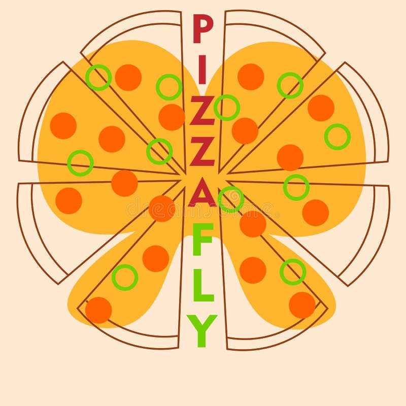 Minimal Logo Flying Pizza Butterfly Olives and Tomatoes Stock Vector ...