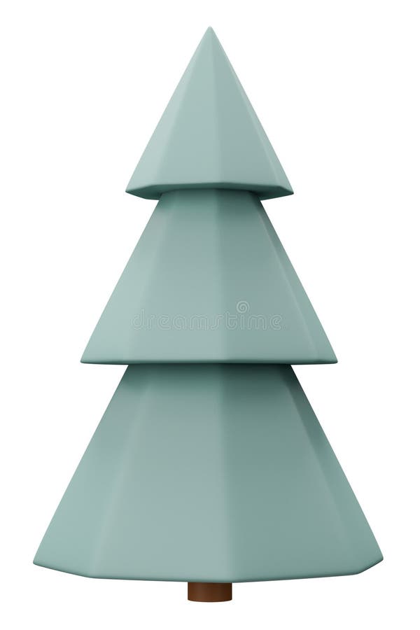 Minimal Low Poly 3d Render Christmas Green Tree Isolated Stock ...