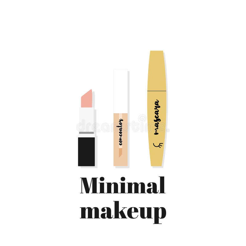 Minimal Makeup. Composition with Basic Beauty Products: Lipstick ...