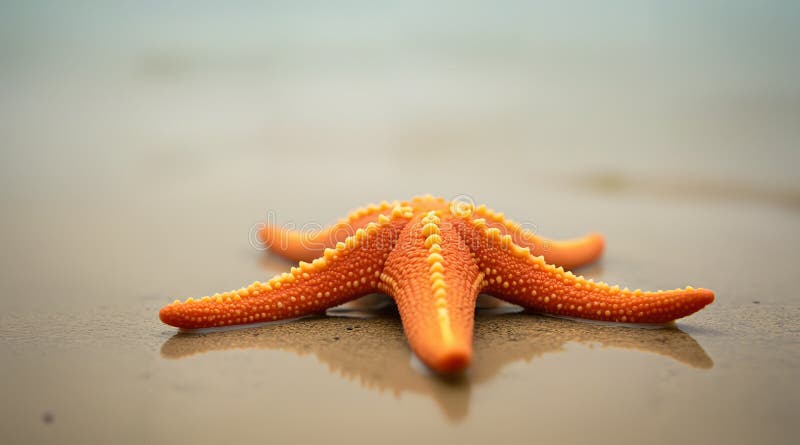 Minimal Marine Composition: a Vivid Sea Star on Smooth Sand. Generative ...